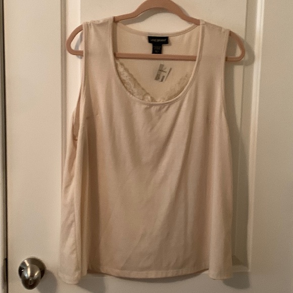 Lane Bryant | Tops | Nwt Lane Bryant Lace Trimmed Scoop Neck Cream Tank ...